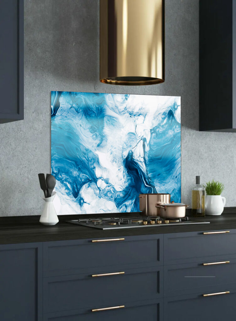Blue Marble Printed Glass Splashback | The Glass Warehouse